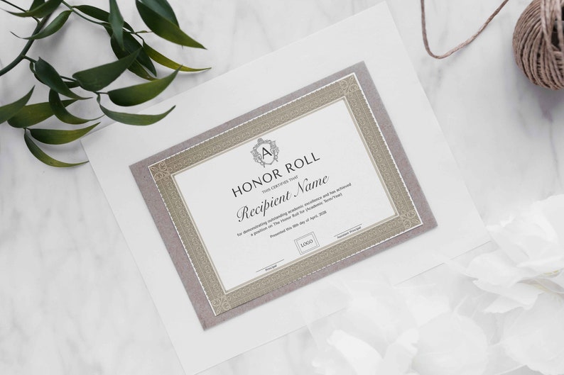 Editable Honor Roll Certificate Template, Elementary School Student ...