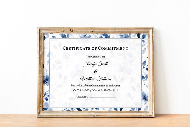 Certificate of Commitment Editable Template, Greenery Commitment ...