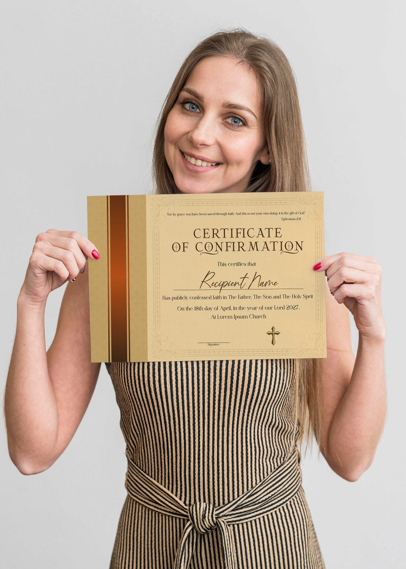 Editable Confirmation Certificate Template, Printable Certificate of ...