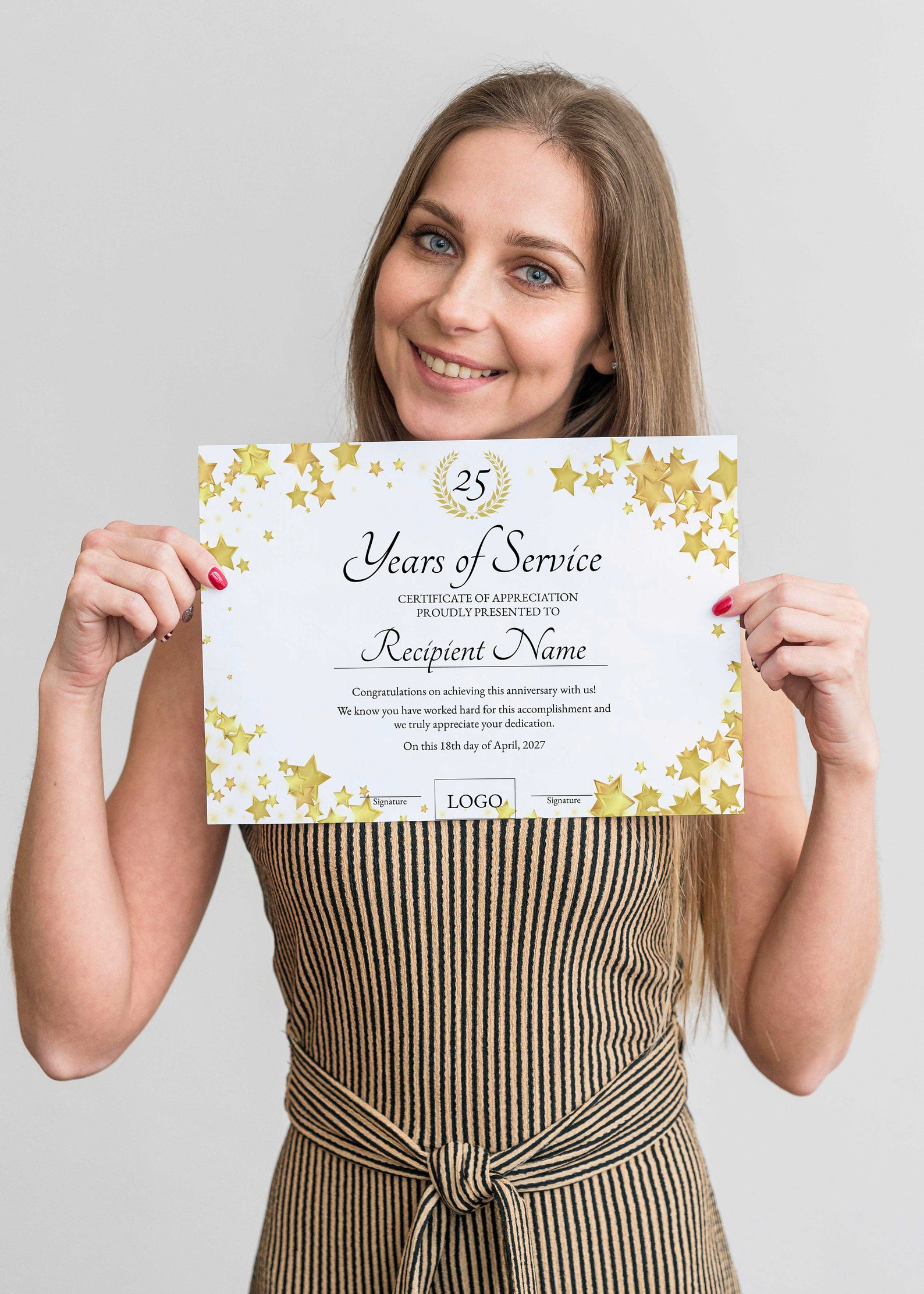 25 Years of Service Anniversary Award Certificate of Appreciation ...