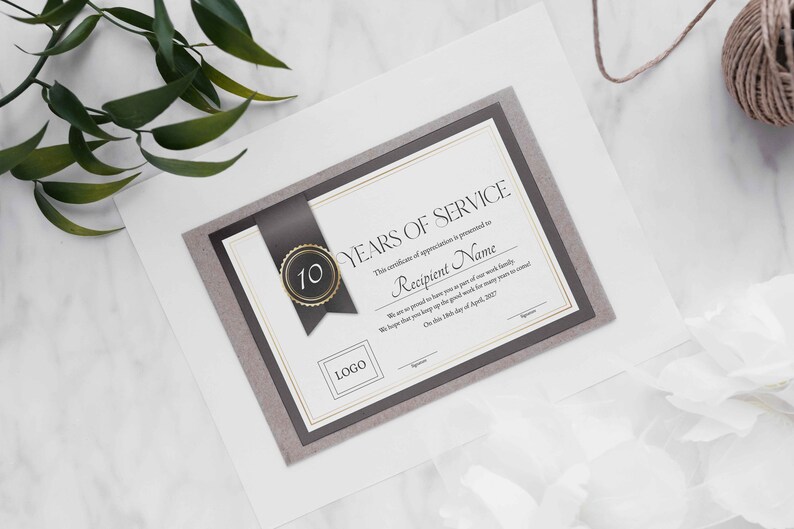 25 Years of Service Anniversary Award Certificate of Appreciation ...