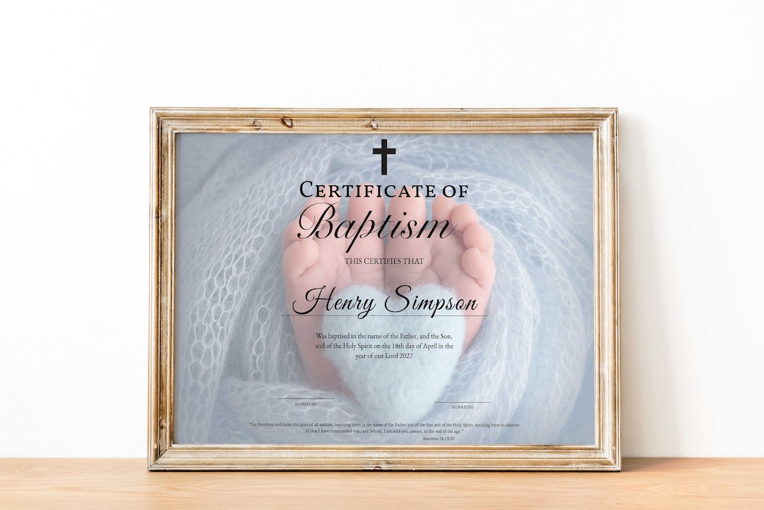 Editable Certificate of Baptism, Blue DIY Baptism Template ...