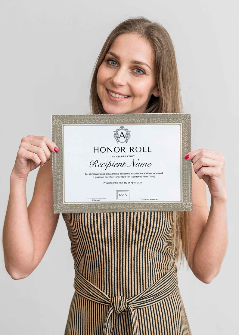 Editable Honor Roll Certificate Template, Elementary School Student ...