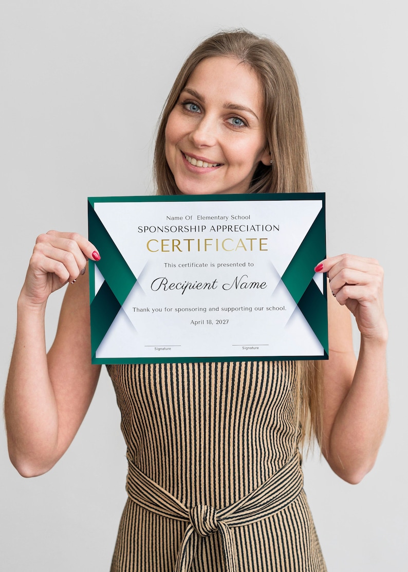 Appreciation Certificate Template, Certificate for School Sponsorship ...