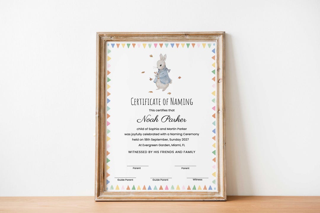 Editable Certificate of Naming Ceremony Printable Baby Naming ...