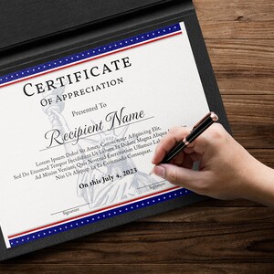 American Flag Certificate Template, Independence Day, Editable ...