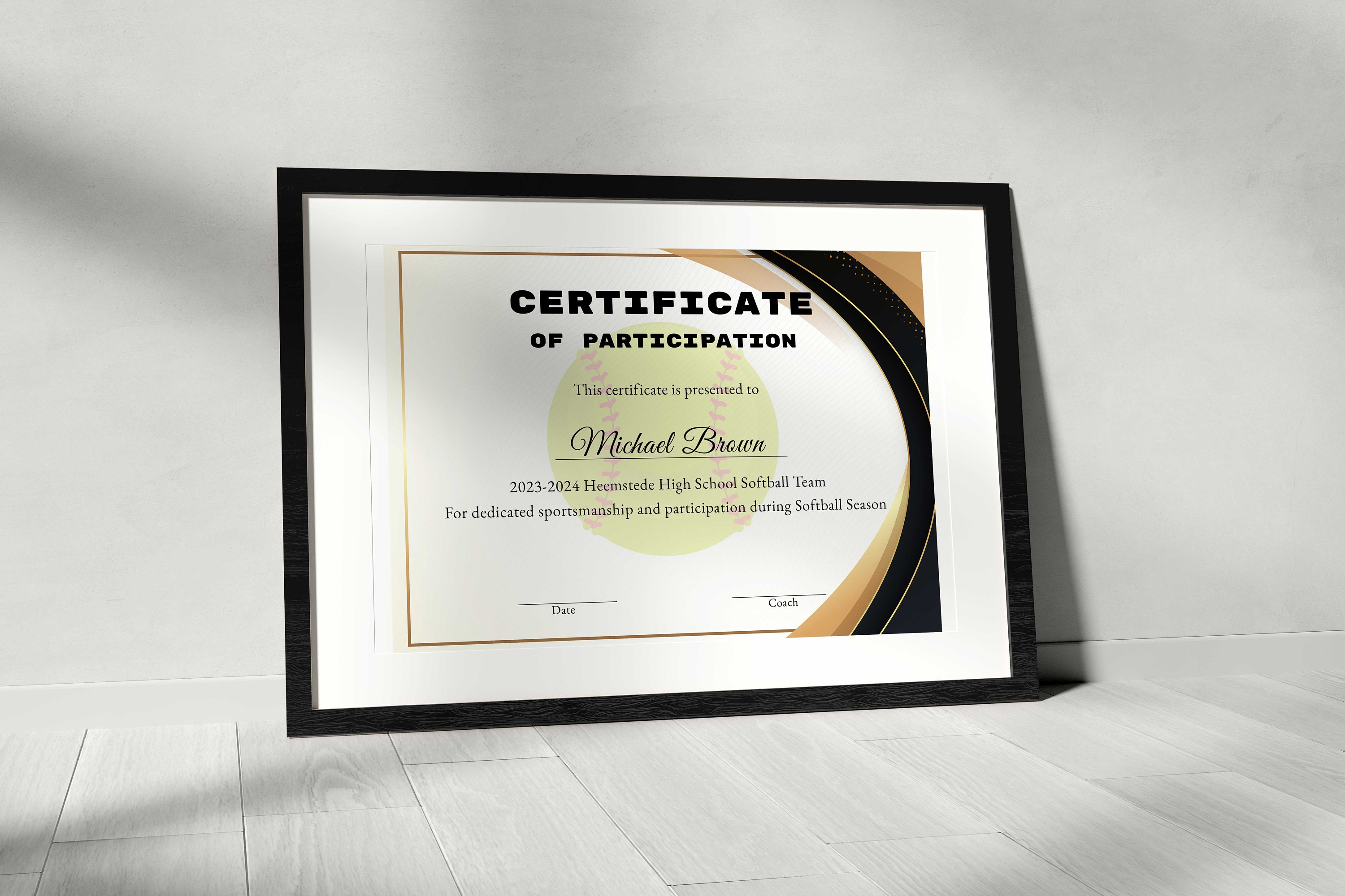 Editable Softball Certificate Template Printable Certificate Template ...