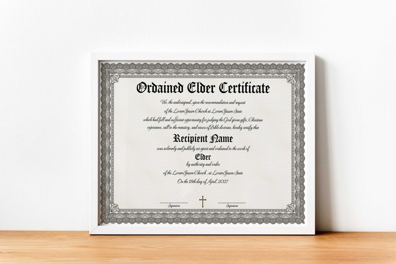 Editable Ordained Elder Certificate Template, Printable Vintage Luxury ...