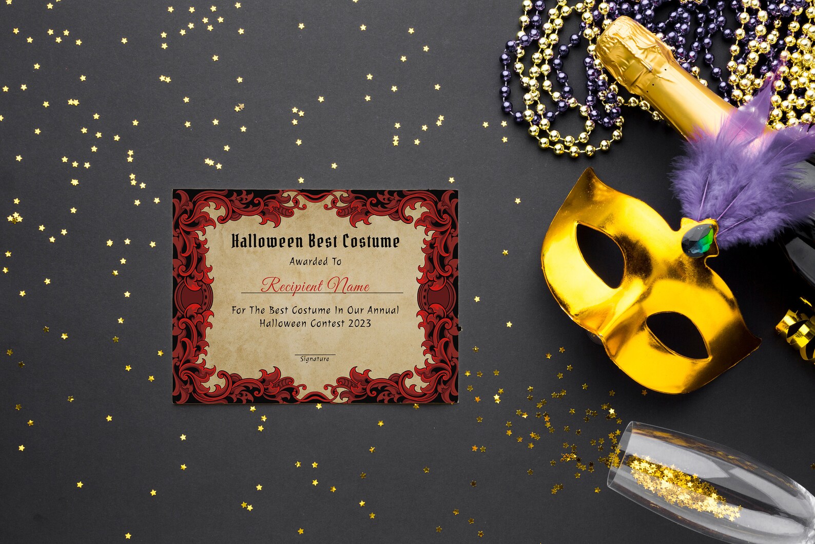 Editable Gothic Halloween Best Costume Certificate Template - Etsy
