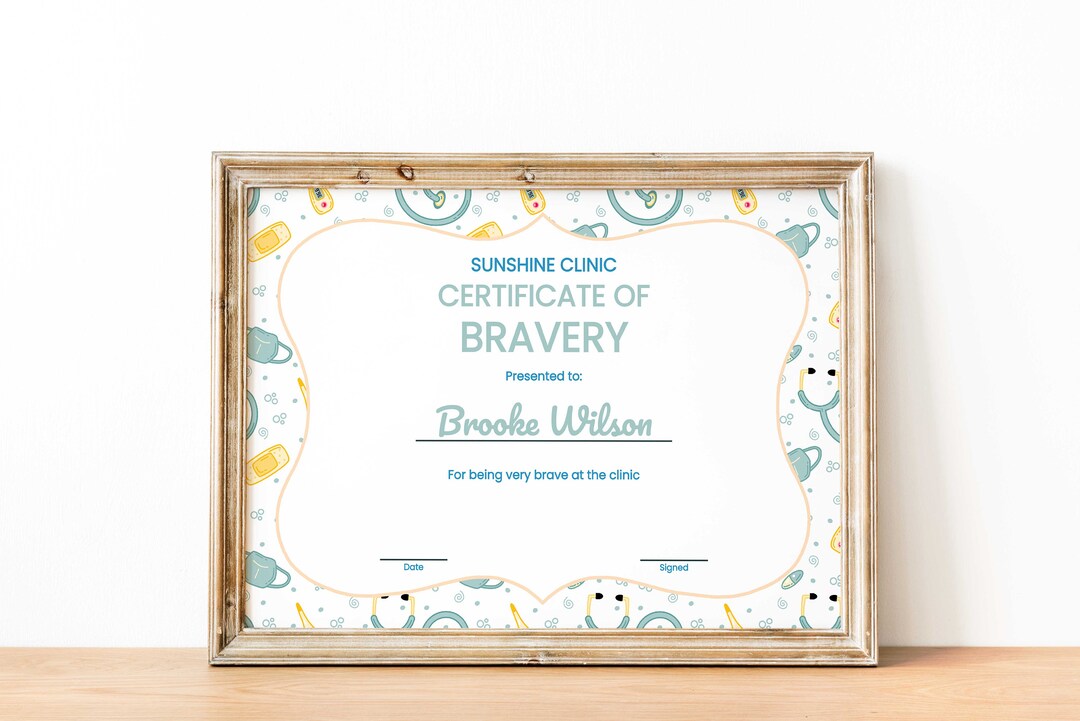 Certificate of Bravery Template, Pediatric Nursing Certificate ...