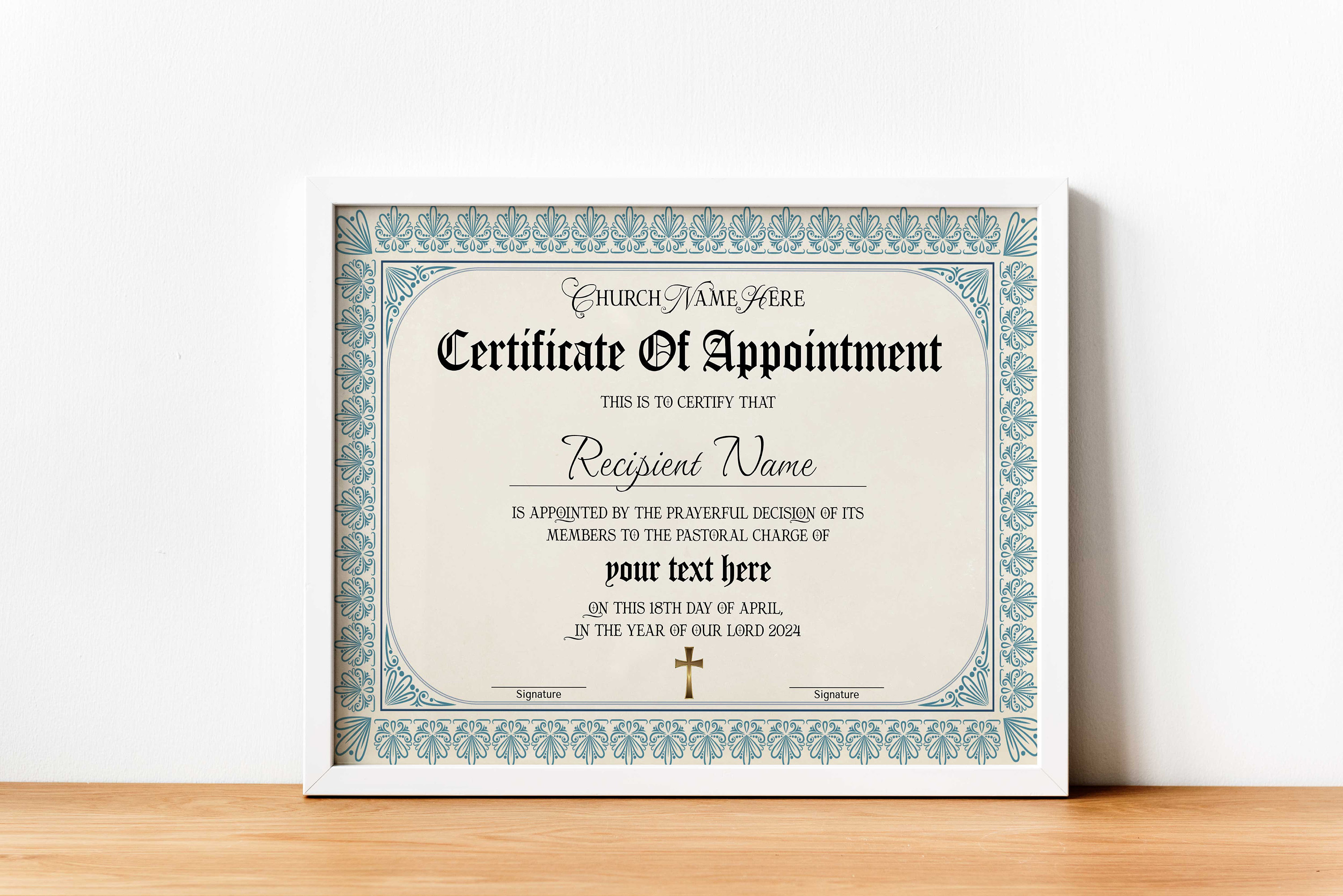 Editable Appointment Certificate Template, Printable Bishop Pastor ...