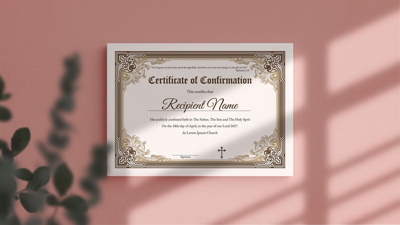 Editable Confirmation Certificate Template, Printable Certificate of ...
