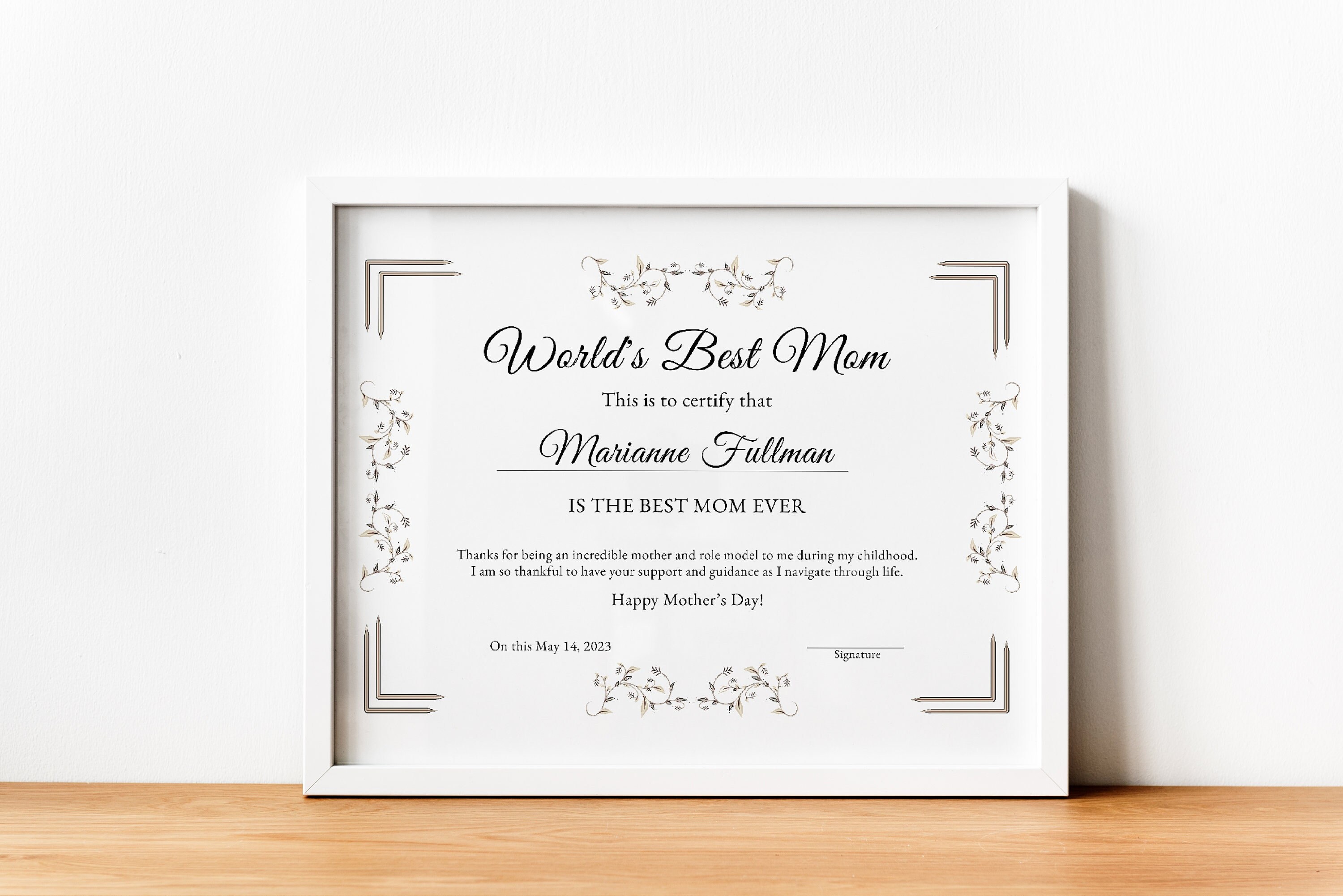 Editable Best Mom Certificate Template, Mother's Day Certificate, Best ...