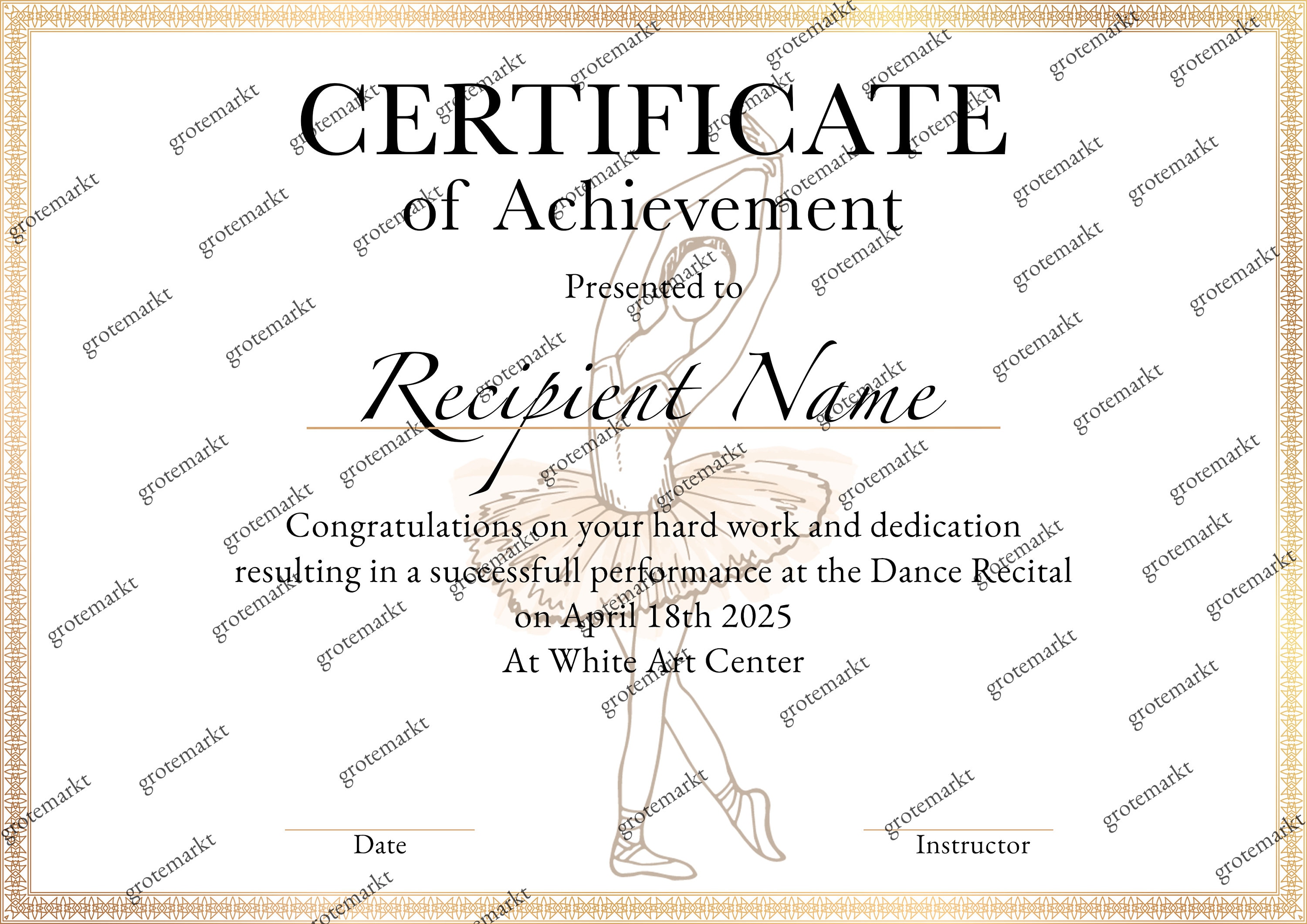 Editable Dance Team Certificate, Dancer Awards, Printable Ballet Award ...