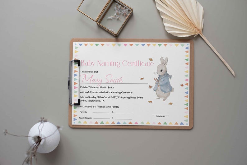 Editable Baby Girl Naming Certificate Template Printable Certificate of ...