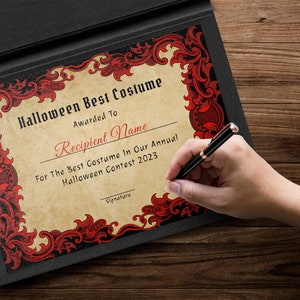 Editable Gothic Halloween Best Costume Certificate Template, Printable ...