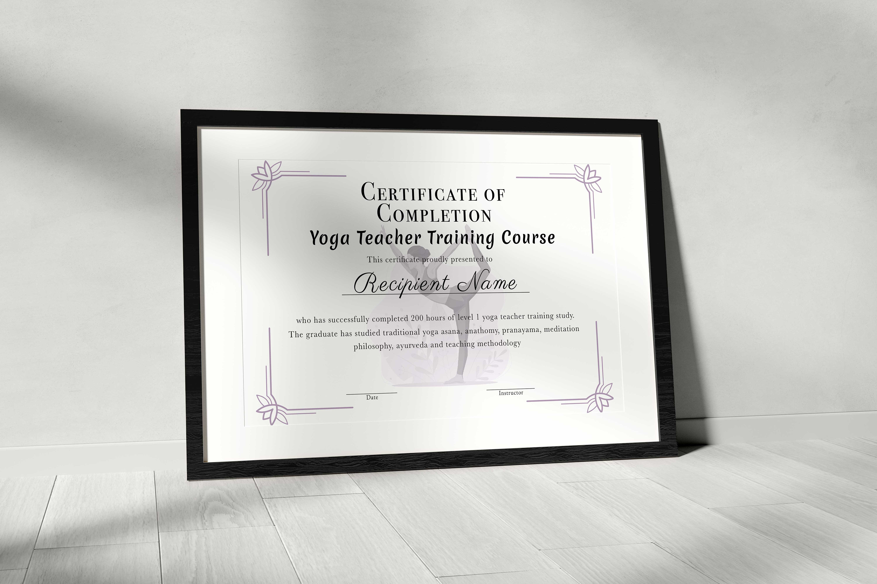 Yoga Certificate, Certificate of Completion, Yoga Studio Achievement ...