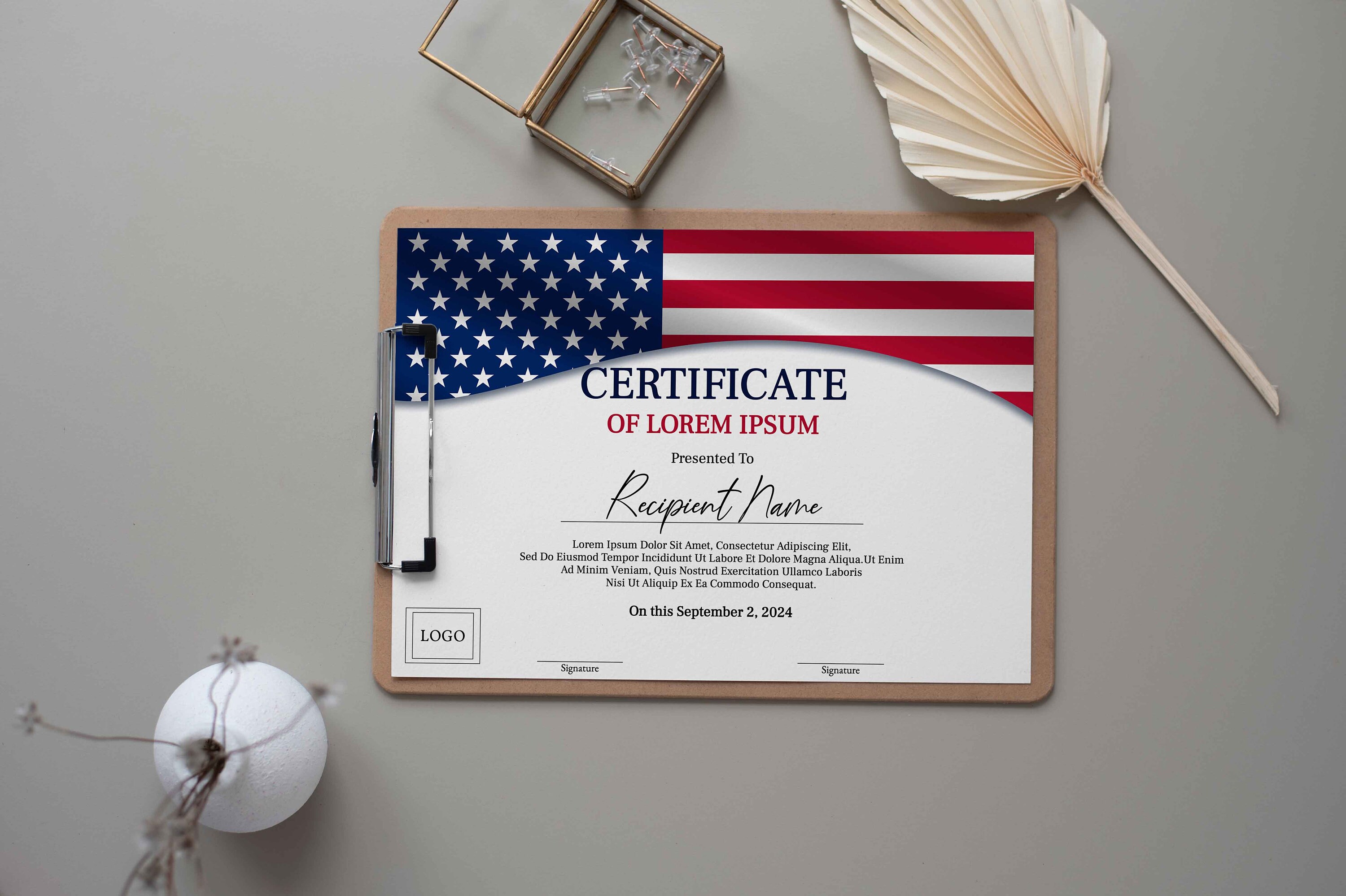 Veteran's Certificate of Appreciation, 4th of July Template, Editable Certificate With American ...