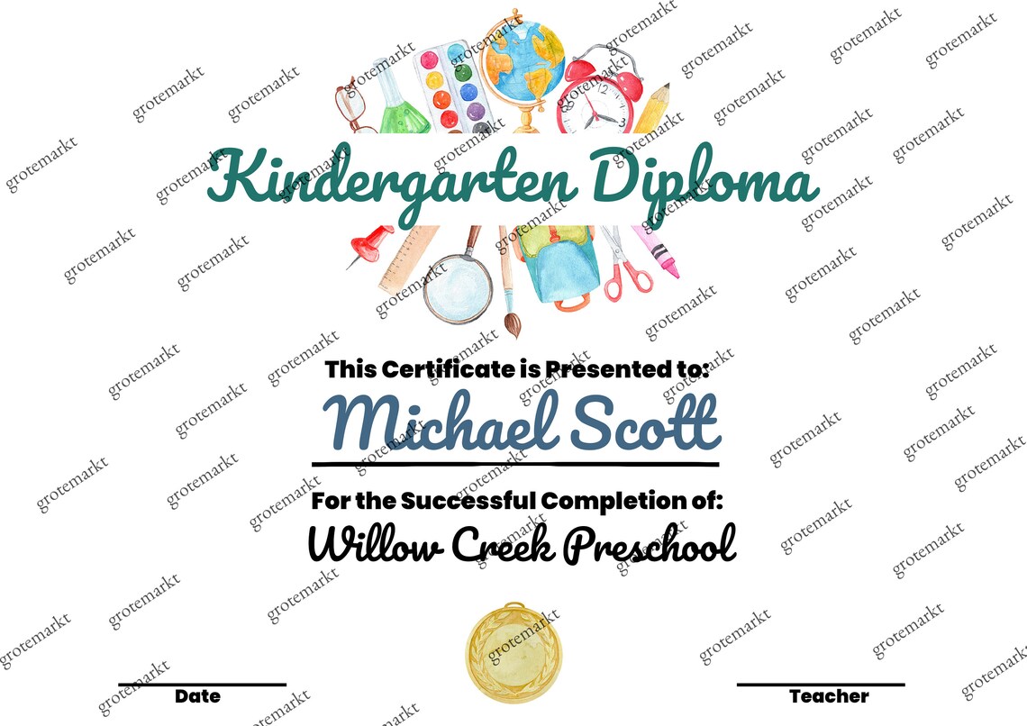 Editable Kindergarten Diploma, Kindergarten Graduation Diploma ...