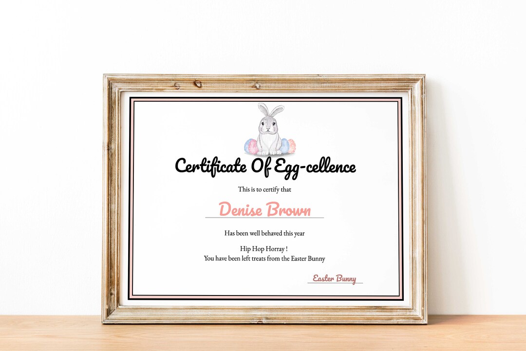 EDITABLE Certificate From Easter Bunny, Printable Easter Bunny ...