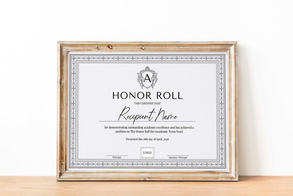 Editable Honor Roll Certificate Template, Elementary School Student ...