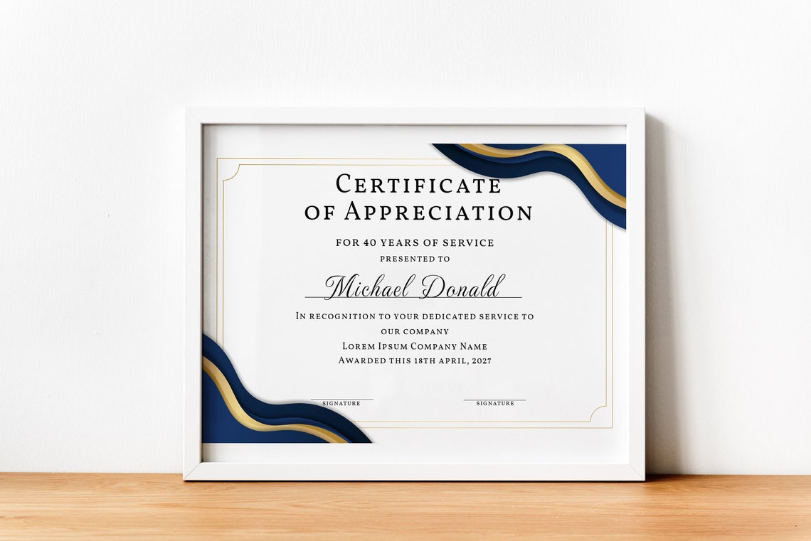 Editable Certificate Years of Service, Years of Service Certificate ...