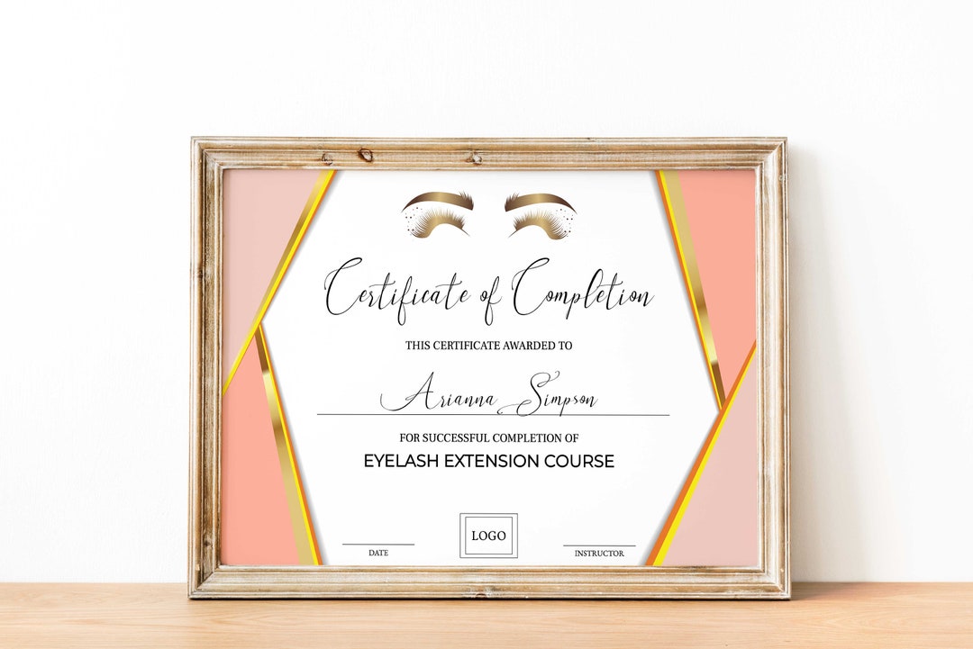 Editable Lash Certificate of Completion Template, Printable Lash ...