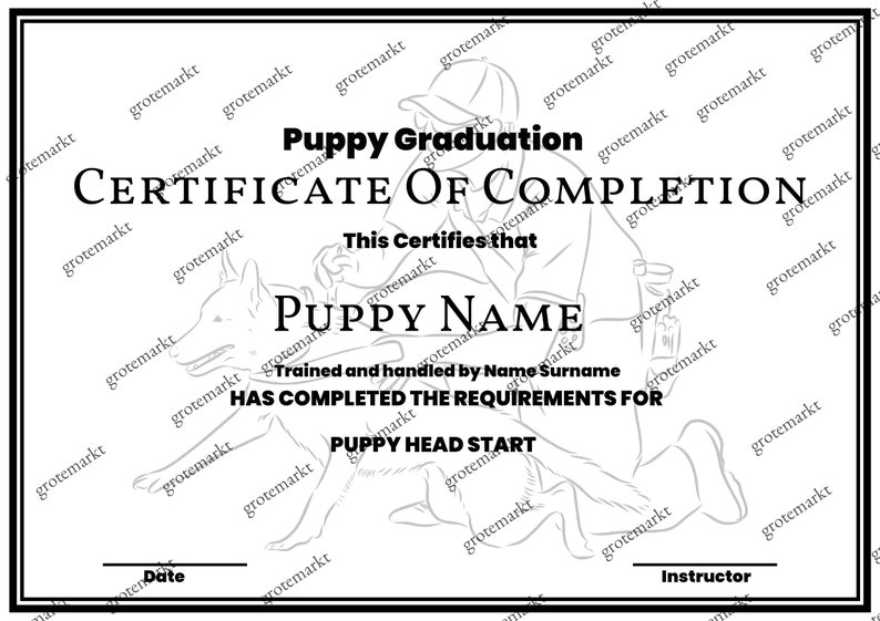 Printable Puppy/dog Graduation Certificate, Printable Congratulations ...