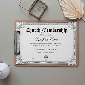 Church Membership Certificate Template, Editable Printable Certificate ...