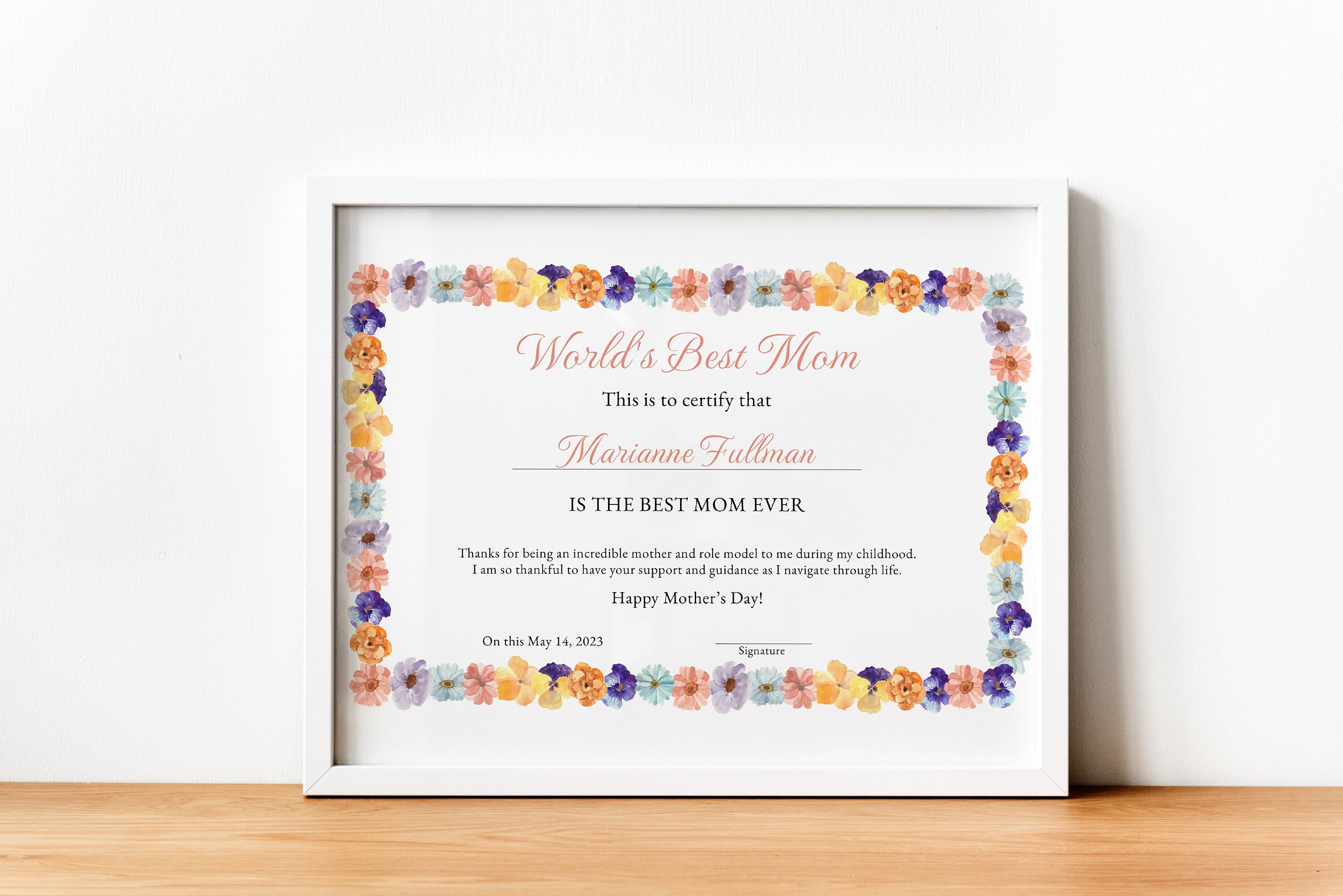 Editable Best Mom Certificate Template, Mother's Day Certificate Best ...