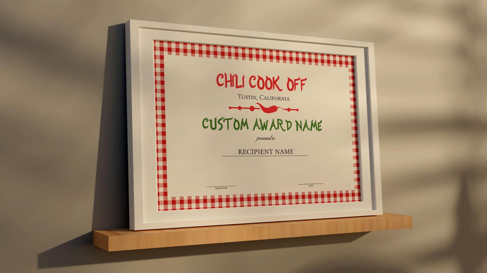Chili Cook off Certificate, Printable Chili Cook-off Award Winner ...
