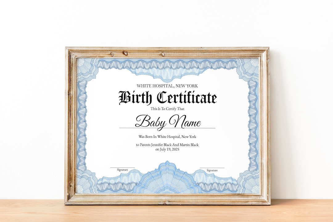 Birth Certificate Template, Printable Certificate of Birth, Baby Gift ...