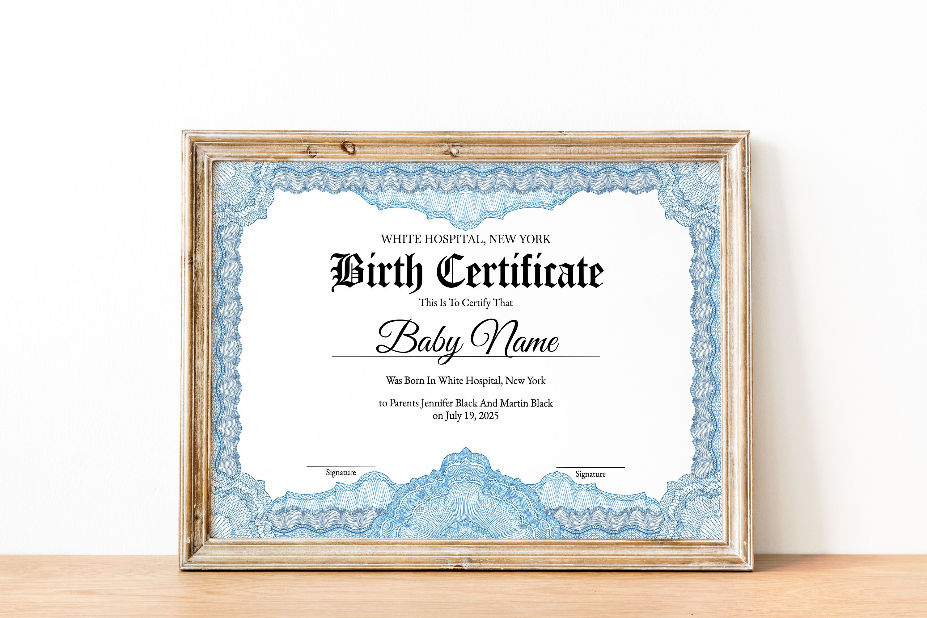 Birth Certificate Template, Printable Certificate of Birth, Baby Gift ...