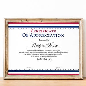 Editable American Certificate, Printable Certificate Template American ...
