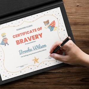 Printable Certificate of Bravery, Kids Certificate Template for Kids ...