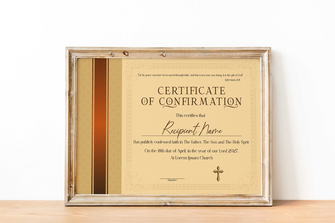 Editable Confirmation Certificate Template, Printable Certificate of ...