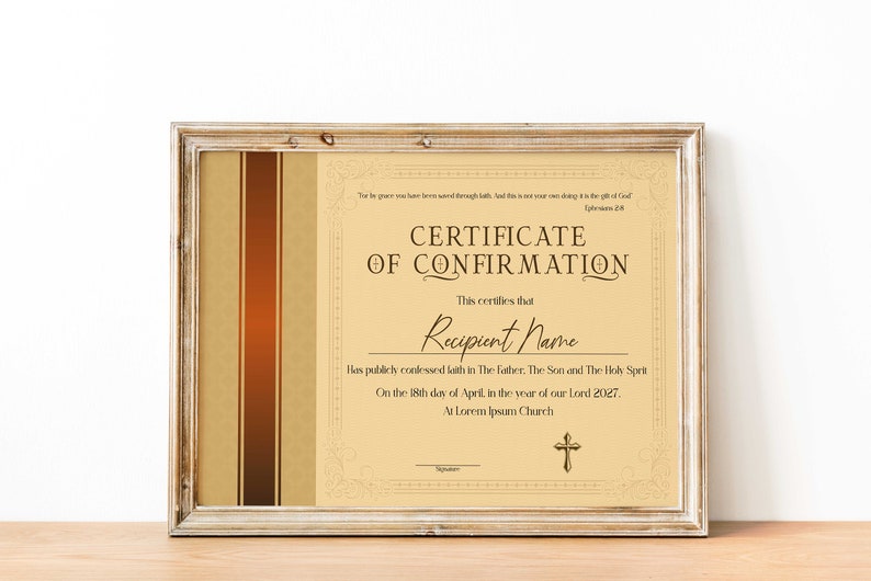 Editable Confirmation Certificate Template, Printable Certificate of ...
