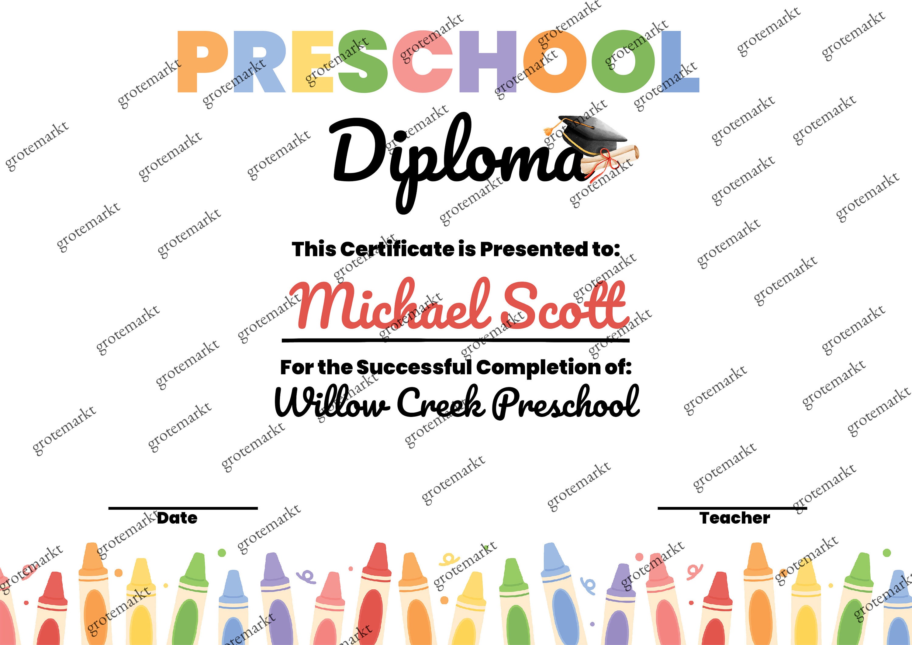 Editable Kindergarten Diploma, Kindergarten Preschool Graduation ...