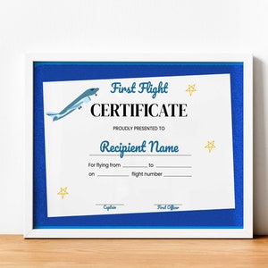 My First Flight Certificate Template, Award Certificate for Kids ...