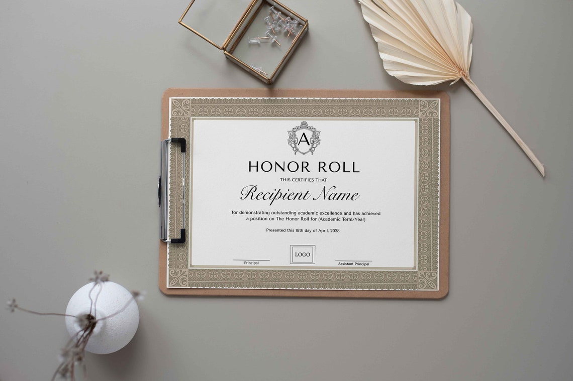 Editable Honor Roll Certificate Template, Elementary School Student ...