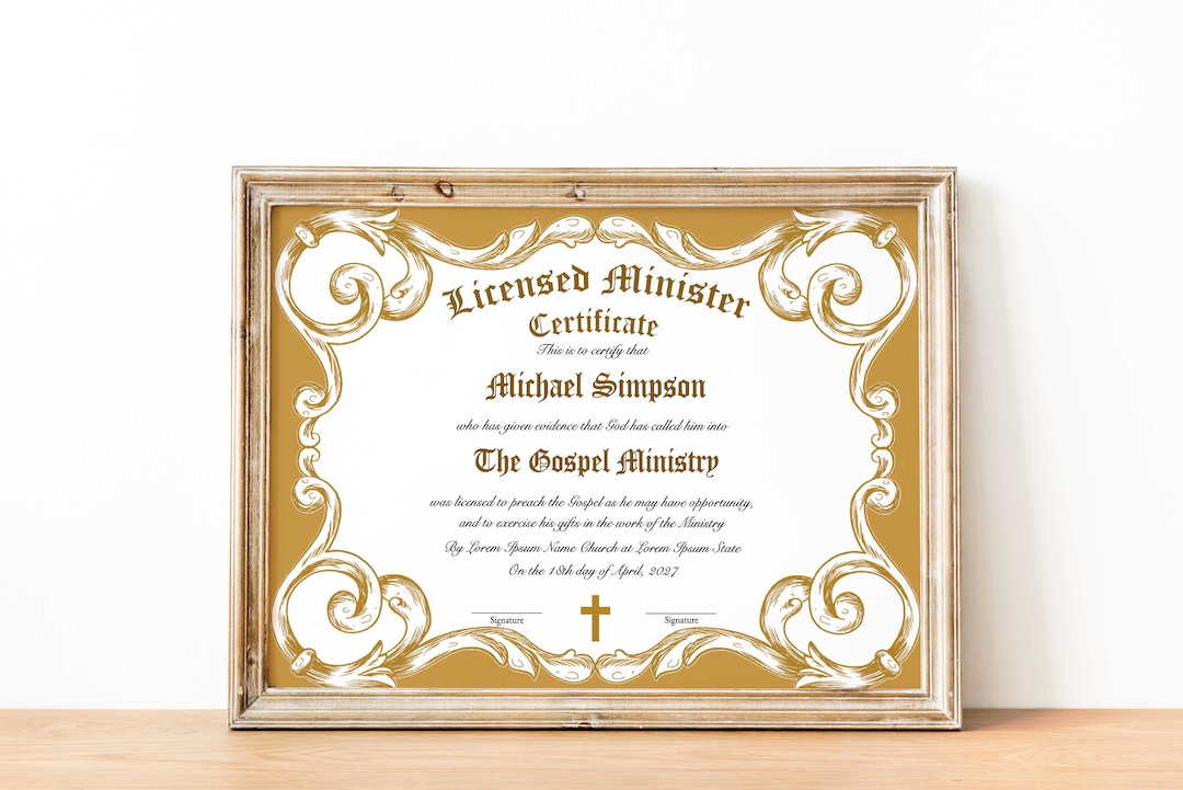 Editable License to Preach Template, Printable Certificate of License ...