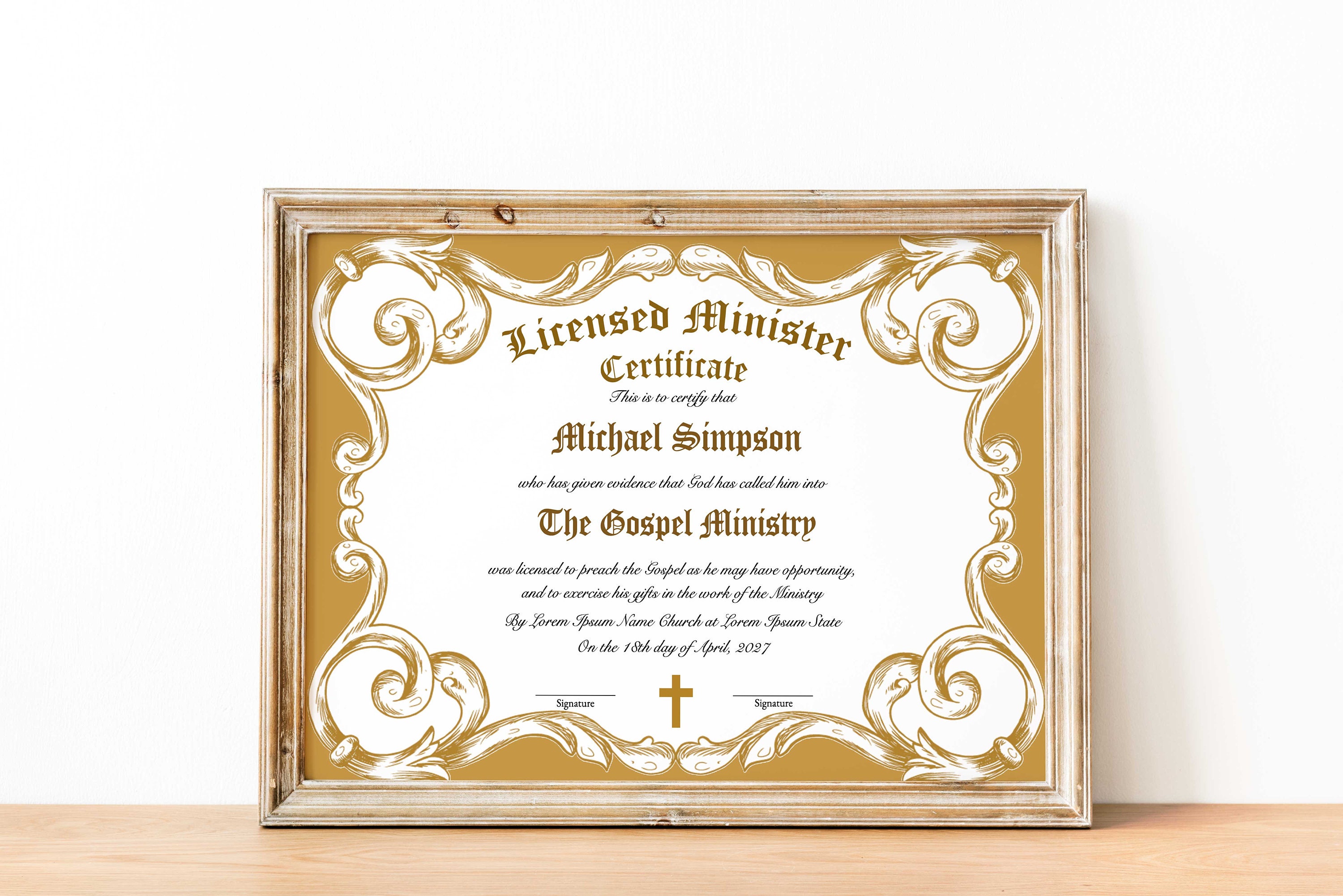 Editable License to Preach Template, Printable Certificate of License ...