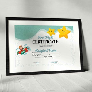 My First Flight Certificate Template, Award Certificate for Kids ...