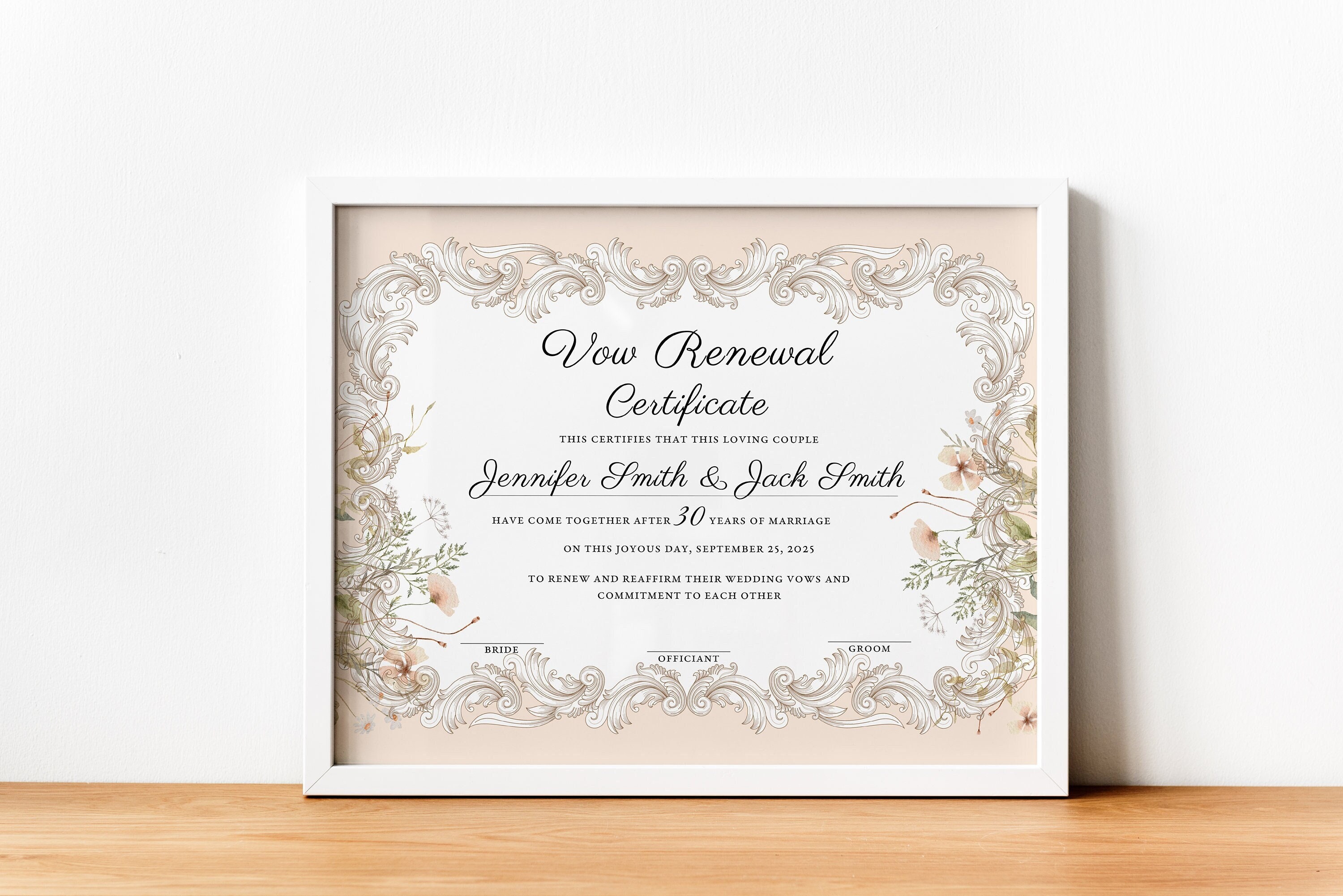 Vows Renewal Certificate Editable Vows Template Wedding Vow - Etsy