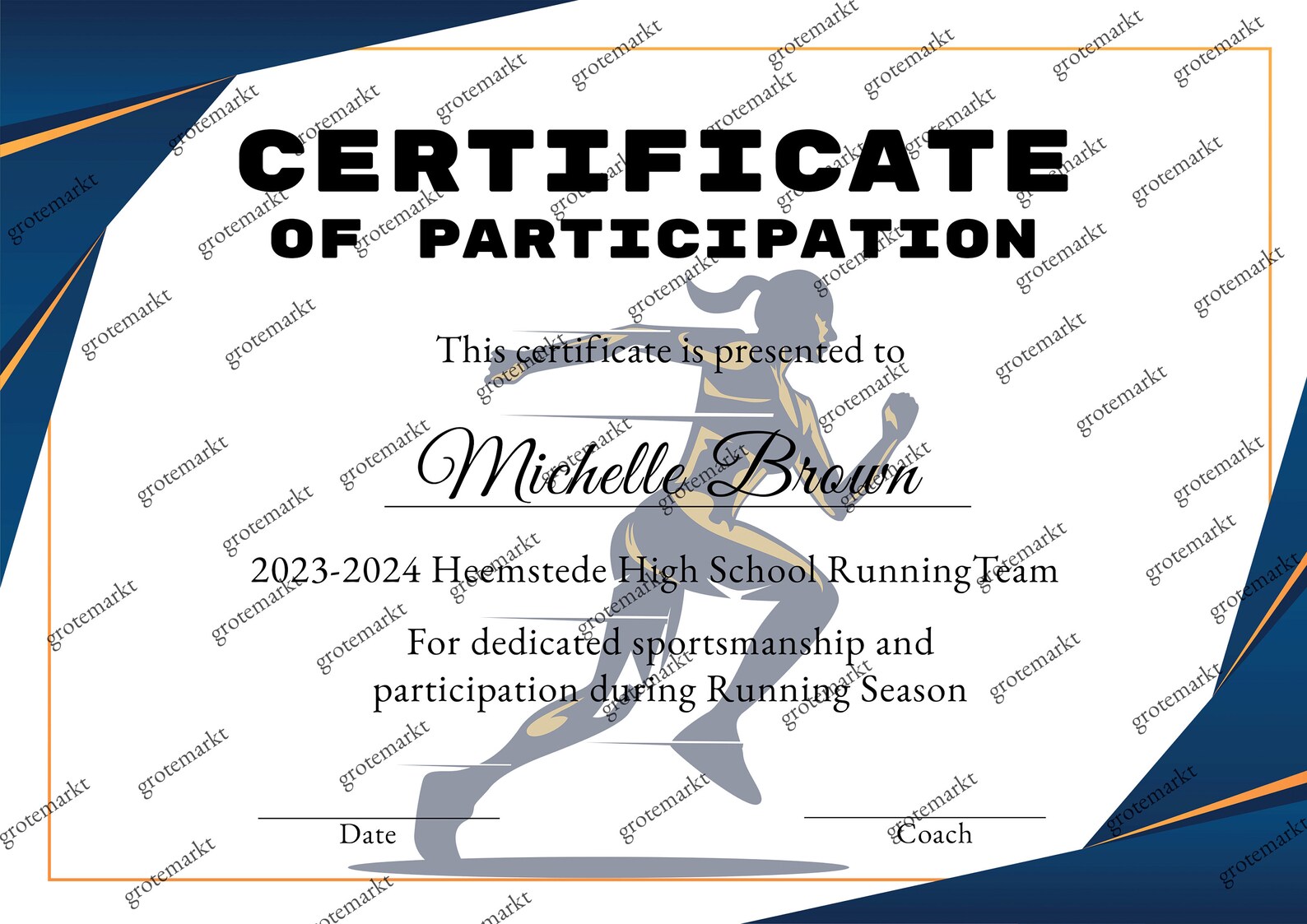 Editable Cross Country Certificate, Running Certificate, Track and ...