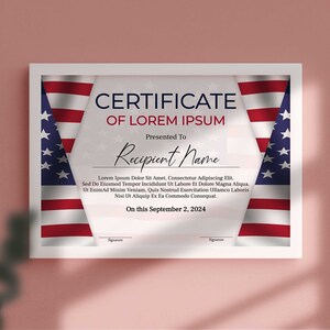 American Appreciation Certificate, 4th of July, Honoring Military Service Appreciation, Veteran ...