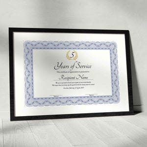 EDITABLE Years of Service Certificate, Appreciation Certificate ...