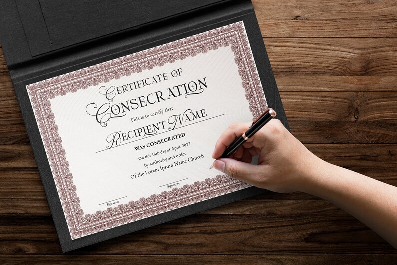 Editable Certificate of Consecration Template, Printable Consecration ...