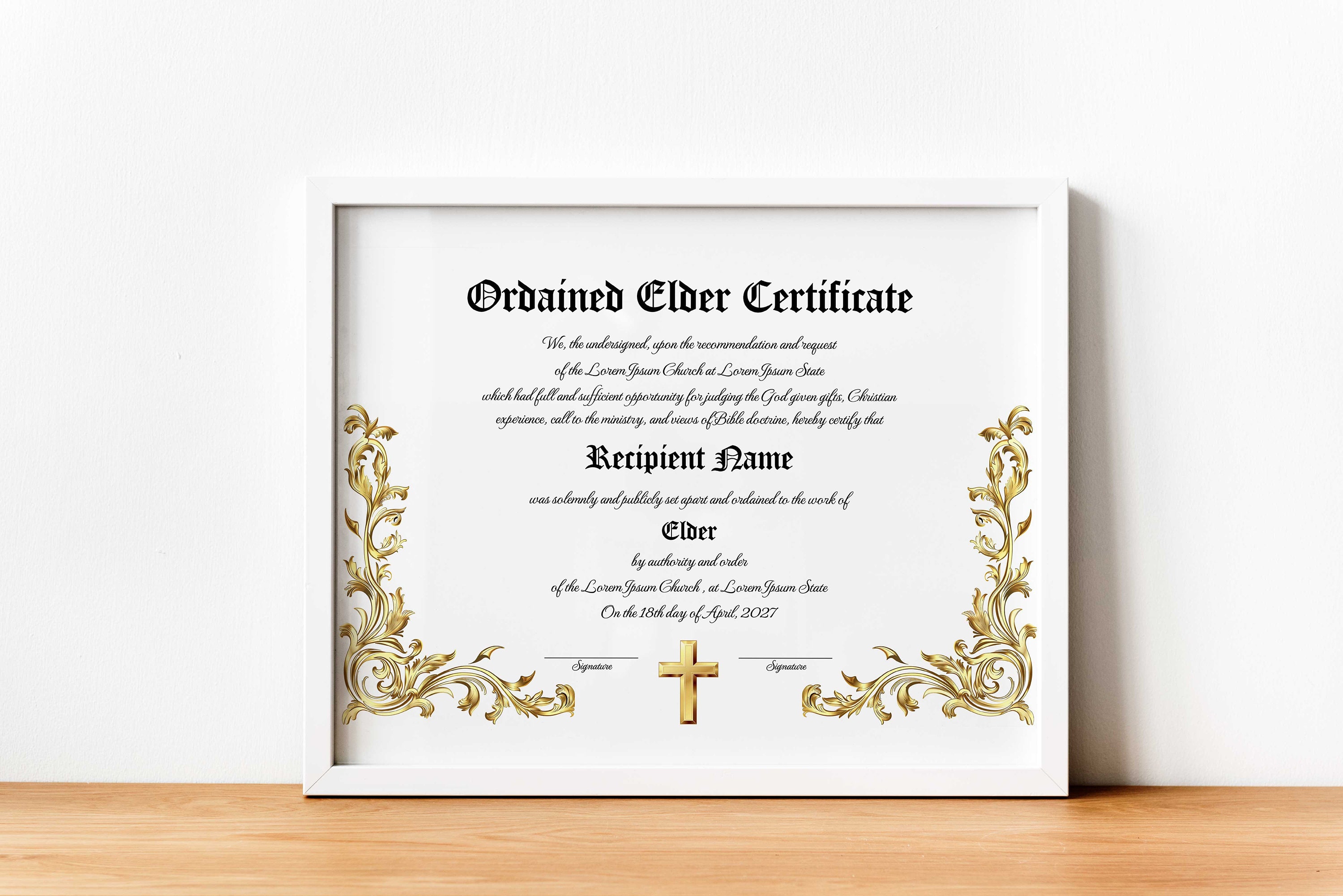 Editable Ordination Certificate Template, Printable Certificate of ...