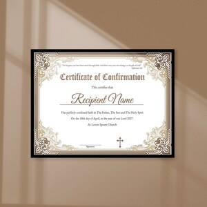 Editable Confirmation Certificate Template, Printable Certificate of ...